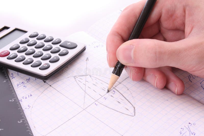 Someone Doing Geometry Exercise Stock Image - Image of notebook ...