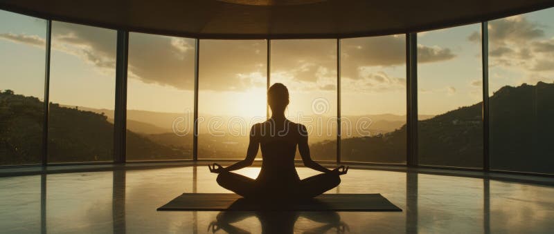 Someone is Engaged in Yoga Practice Positioned in Front of a Window Where Natural Light is ...