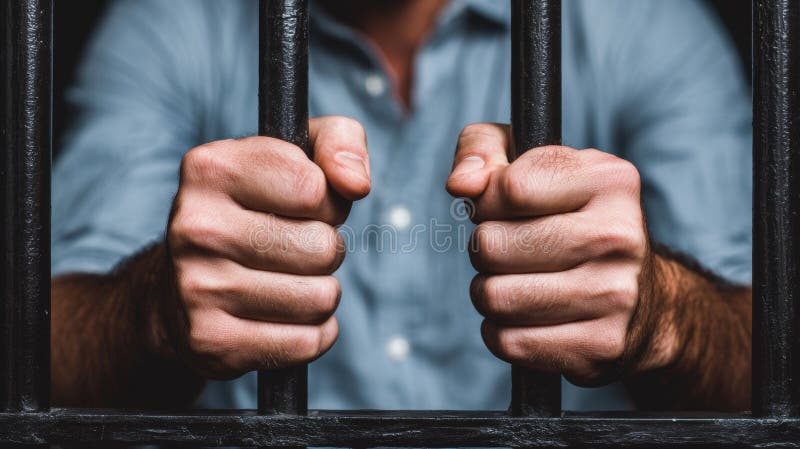 Someone is Gripping a Jail Cell Door with Their Hands Stock Image ...