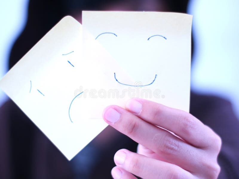 Someone Hold Sticky Notes. the Opposite Expression Emoticon. Stock ...