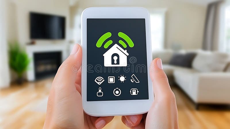 Someone is Holding a Smartphone Showing a Smart Home Interface Stock ...