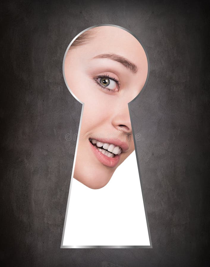 Someone Peeking through the Keyhole Stock Image - Image of female ...