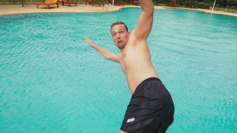 Someone Pushed the Young Man into the Pool, he Ridiculously Falls and ...
