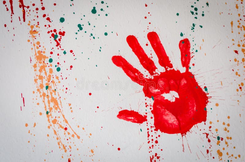 The Print of a Red Right Hand Stock Photo - Image of design, street ...