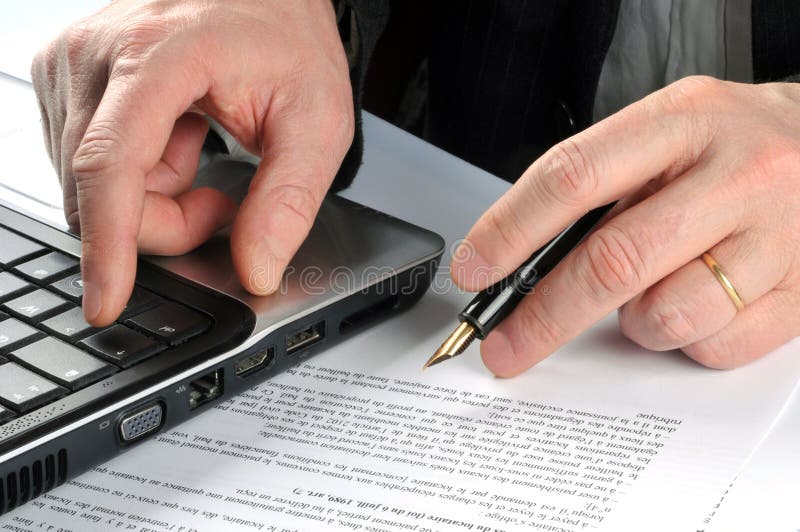 Proofreading of a contract stock illustration. Illustration of document ...