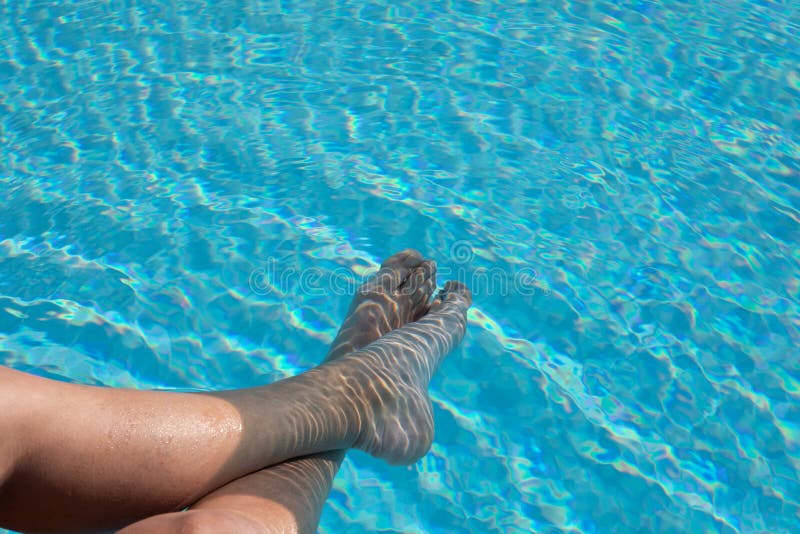 Someone with the Feet in the Pool Stock Photo - Image of relax, nature ...
