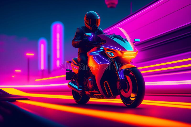 Someone Riding the Vehicle on Top of a Neon Colored Psychedelic ...