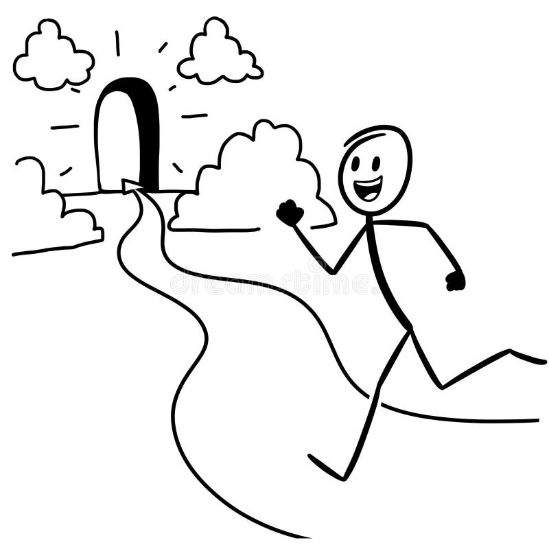 Someone Running Towards a Door To the Future Stock Illustration ...