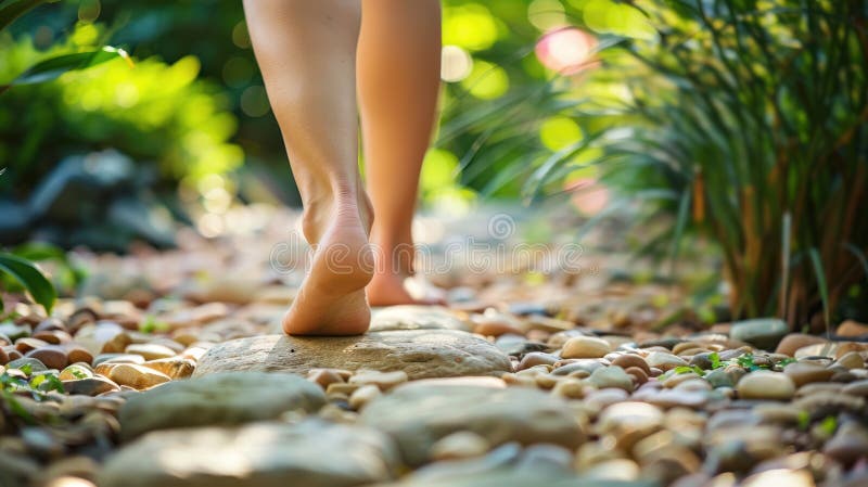 Someone Standing on a Smooth Stone Path with Their Bare Feet ...