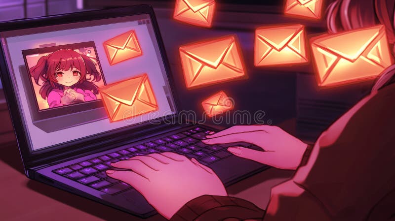 Someone is Typing on a Laptop, with Several New Email Alerts Popping Up ...
