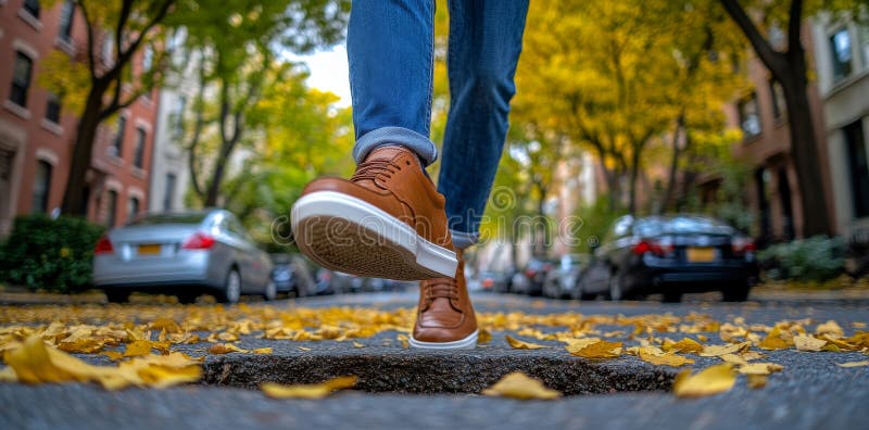 Someone Walking on the Sidewalk Stumbles Over an Uneven Surface ...