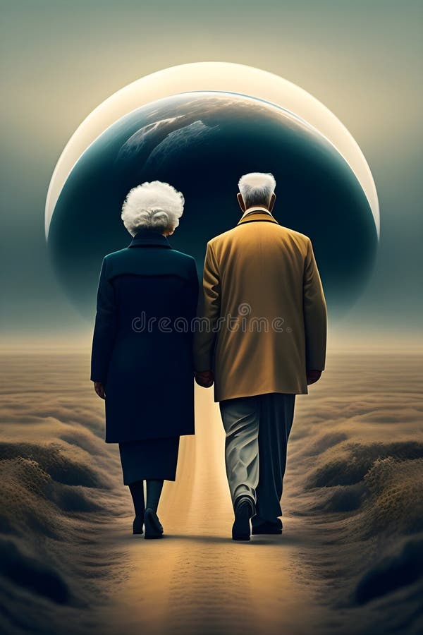 Someone Walking on the Surface of the Desert with Moon in the Far ...