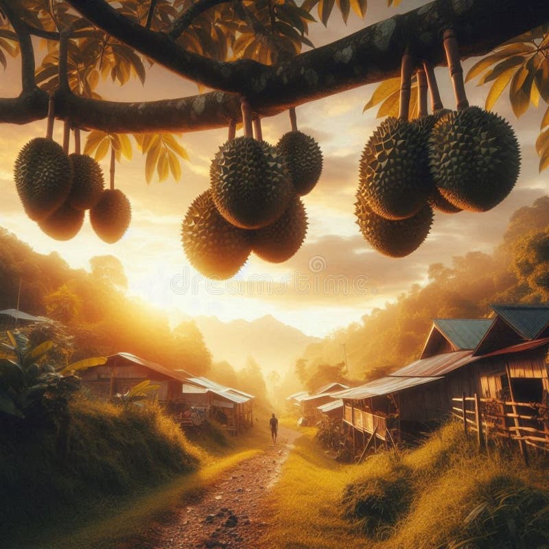 Someone Walking by the Village with a Durian Fruit Hanging from the ...