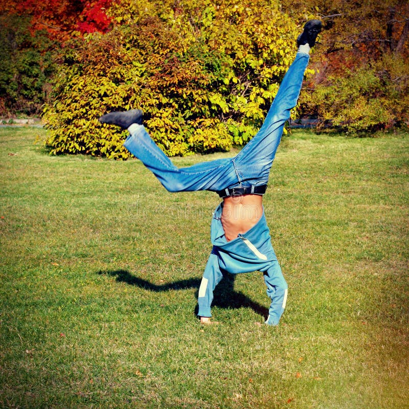 Somersault in the Field stock photo. Image of square - 46587132