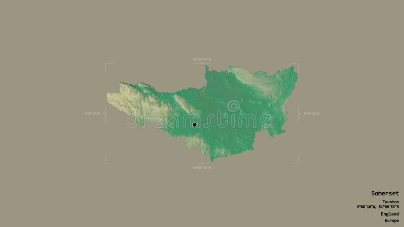 Somerset - England. Bounding Box. Relief Stock Illustration ...