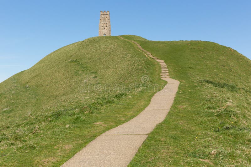 Somerset Glastonbury Tor Hill England Het UK Stock Foto - Image of ...