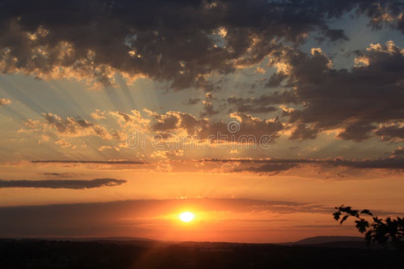 Somerset Sunset with Dark Clouds Stock Image - Image of distant ...