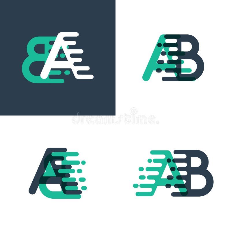 AB Letters Logo with Accent Speed in Tosca Green and Dark Blue Stock ...