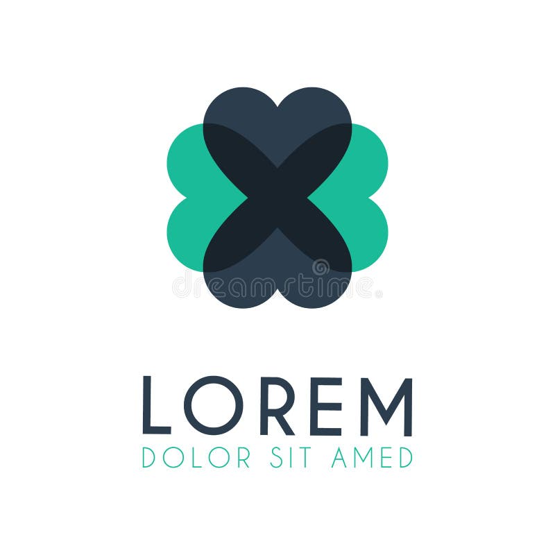 The Four Heart Logo Forms a Clover Leaf Stock Vector - Illustration of ...