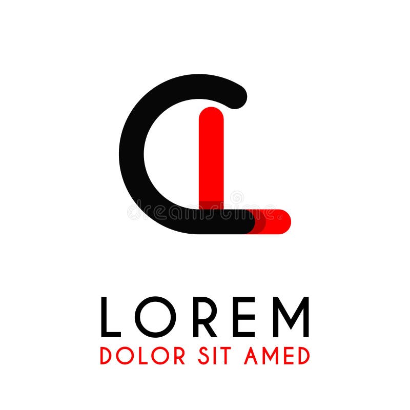 Initial Letter CL with Red Black and Has Rounded Corners Stock Vector ...