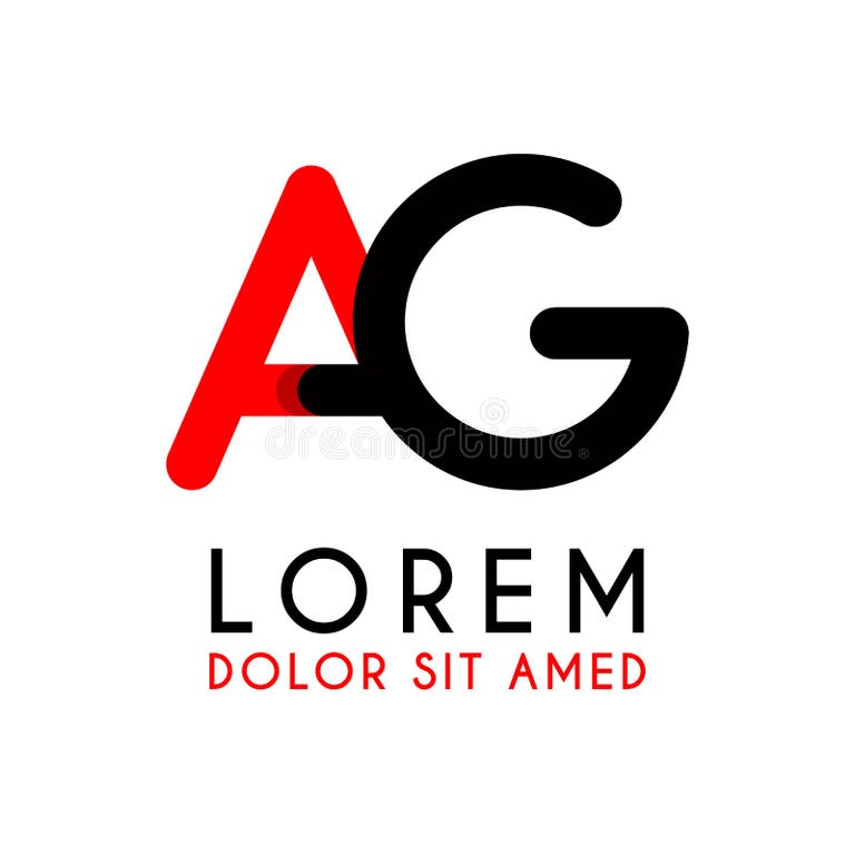 Initial Letter GA with Red Black and Has Rounded Corners Stock Vector ...