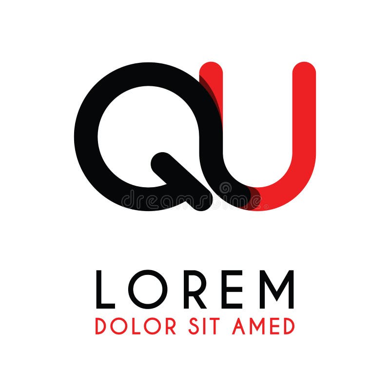 Initial Letter QU with Red Black and Has Rounded Corners Stock Vector ...