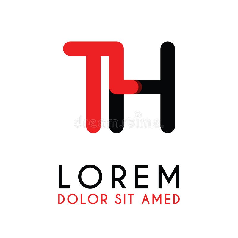 Initial Letter TH with Red Black and Has Rounded Corners Stock Vector ...