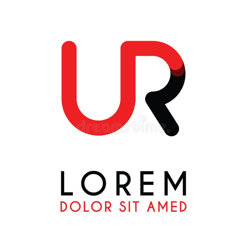 Initial Letter UR with Red Black and Has Rounded Corners Stock Vector ...