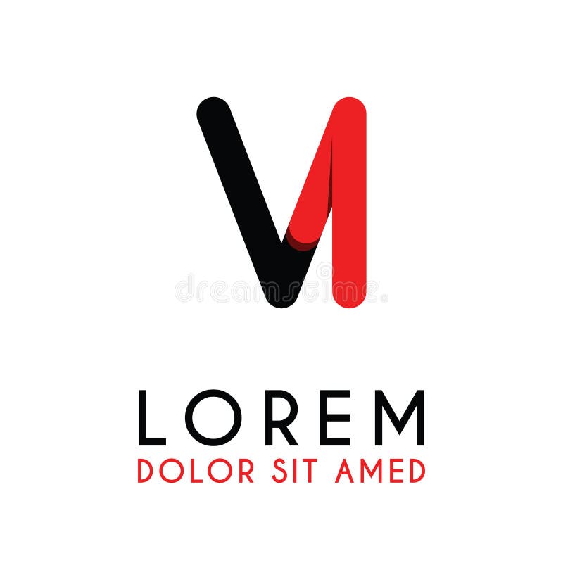 Initial Letter VI with Red Black and Has Rounded Corners Stock Vector ...