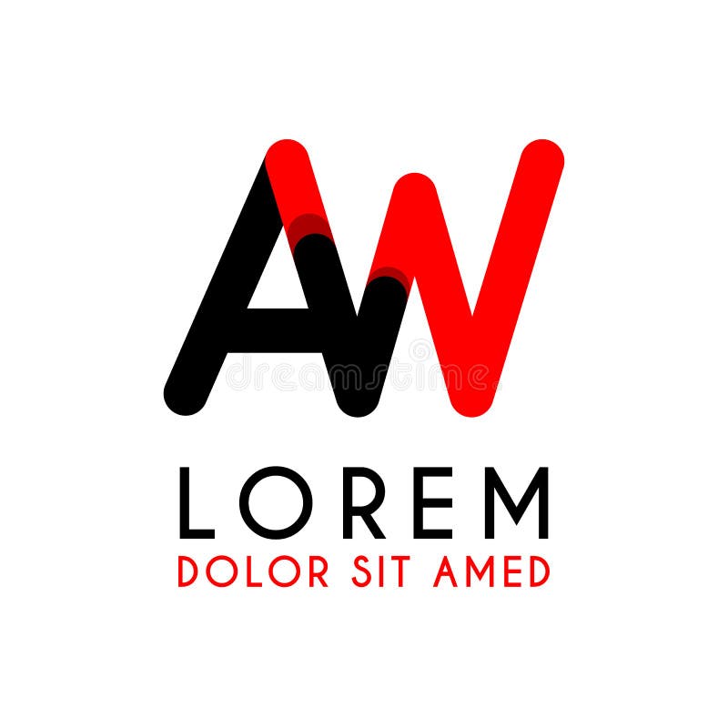 Initial Letter WA with Red Black and Has Rounded Corners Stock Vector ...