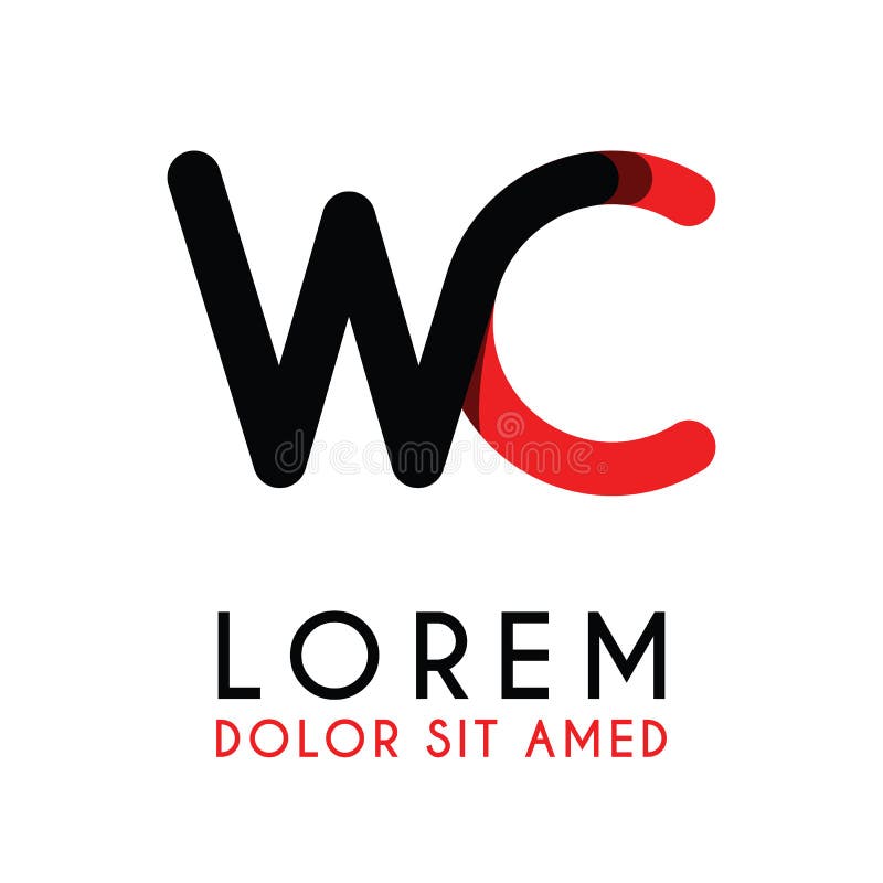 Initial Letter WC with Red Black and Has Rounded Corners Stock Vector ...