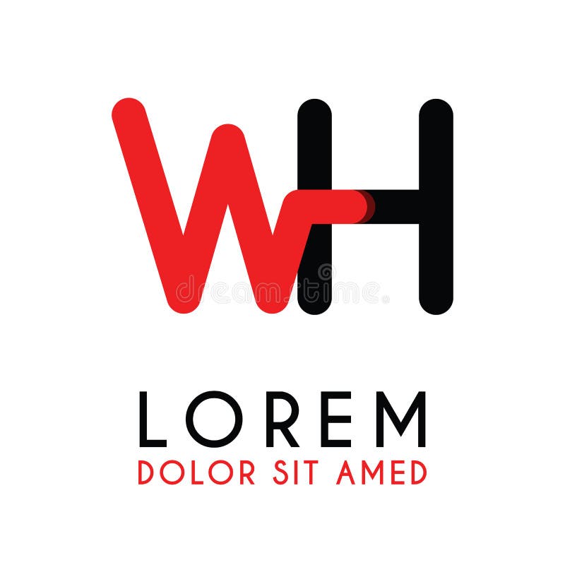 Initial Letter WH with Red Black and Has Rounded Corners Stock Vector ...
