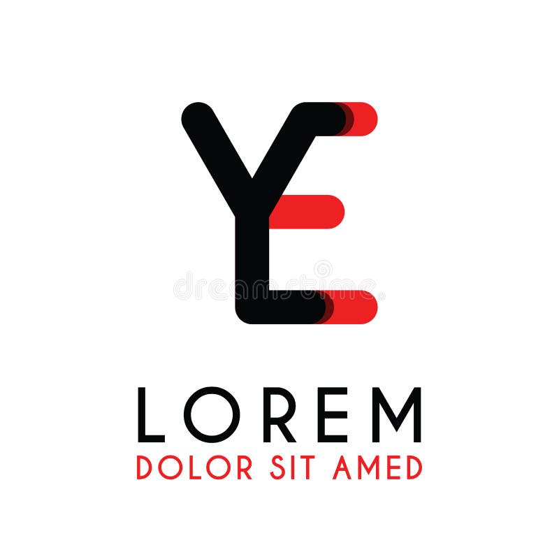 Initial Letter YE with Red Black and Has Rounded Corners Stock Vector ...