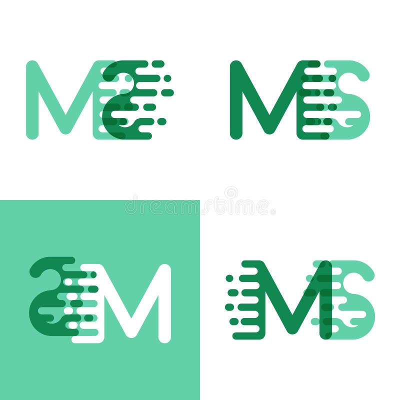 MS Letters Logo with Accent Speed in Light Green and Dark Green Stock ...