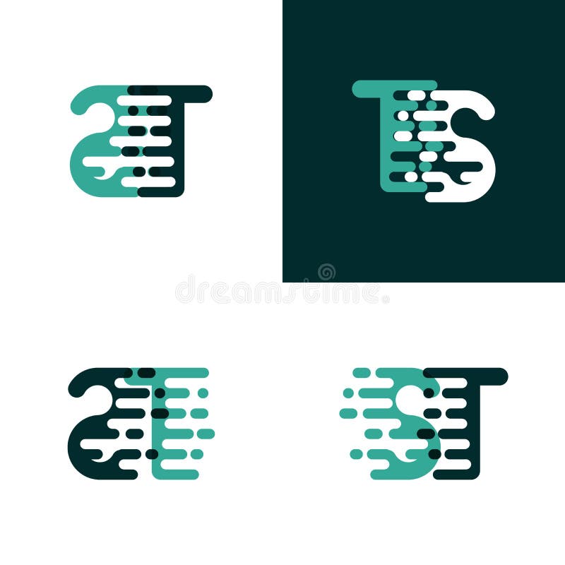 ST Letters Logo with Accent Speed in Light Green and Dark Green Stock ...