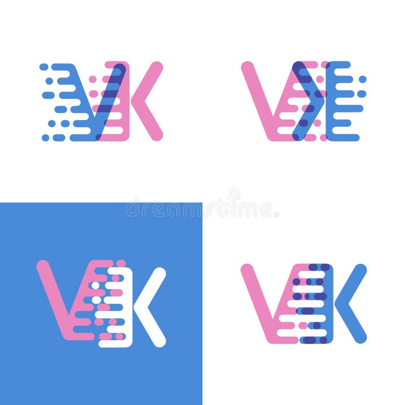 VK Letters Logo with Accent Speed Soft Pink and Soft Blue Stock Vector ...
