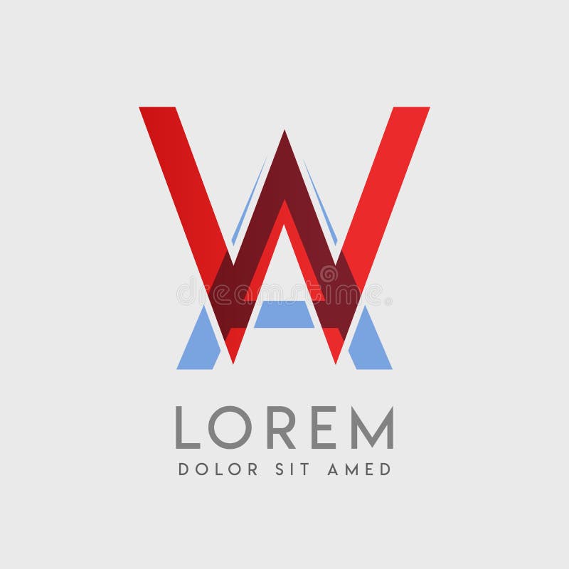 WA Logo Letters with Blue and Red Gradation Stock Vector - Illustration ...