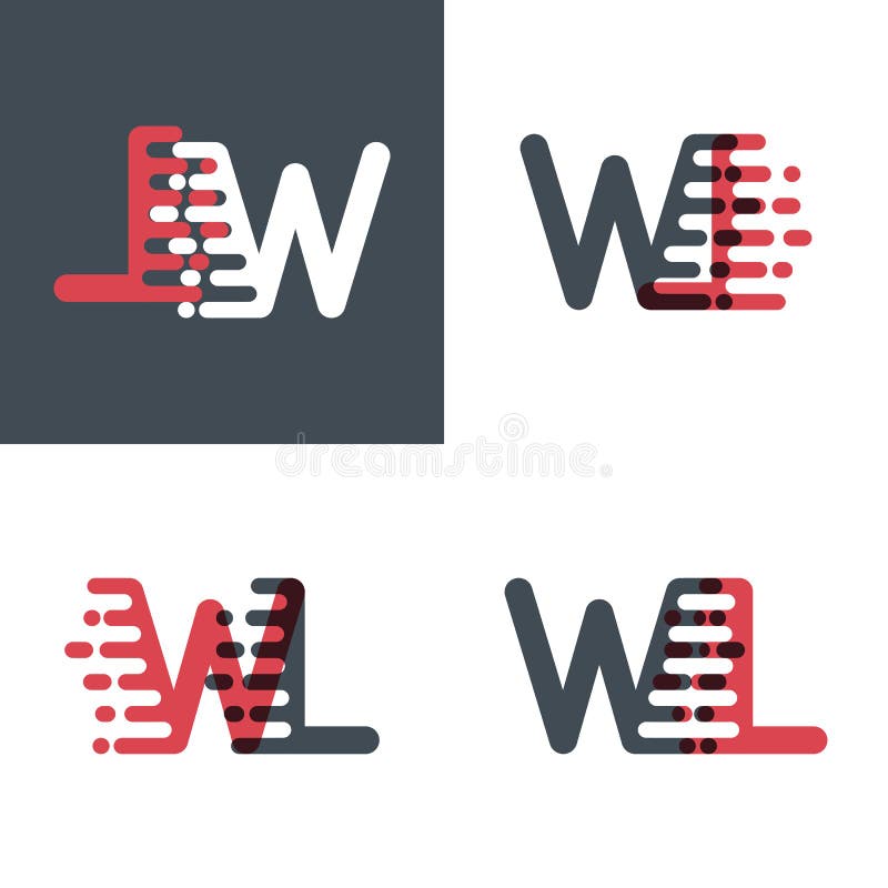 WL Letters Logo with Accent Speed Pink and Dark Gray Stock Vector ...