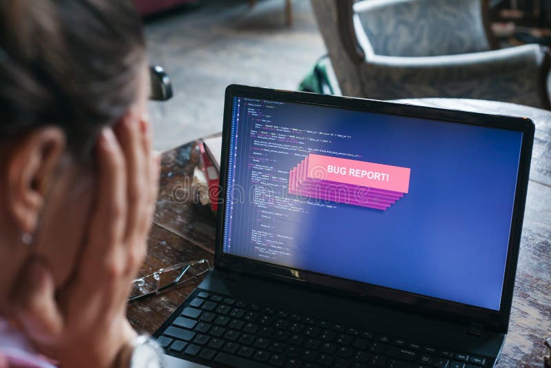 Something Went Wrong. Very Excited Girl in Front of Laptop, with Site ...