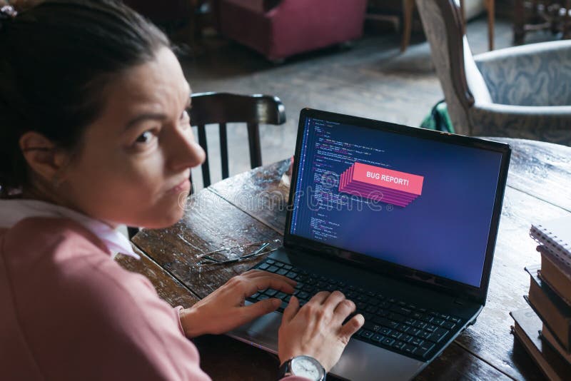 Something Went Wrong. Very Excited Girl in Front of Laptop, with Site ...