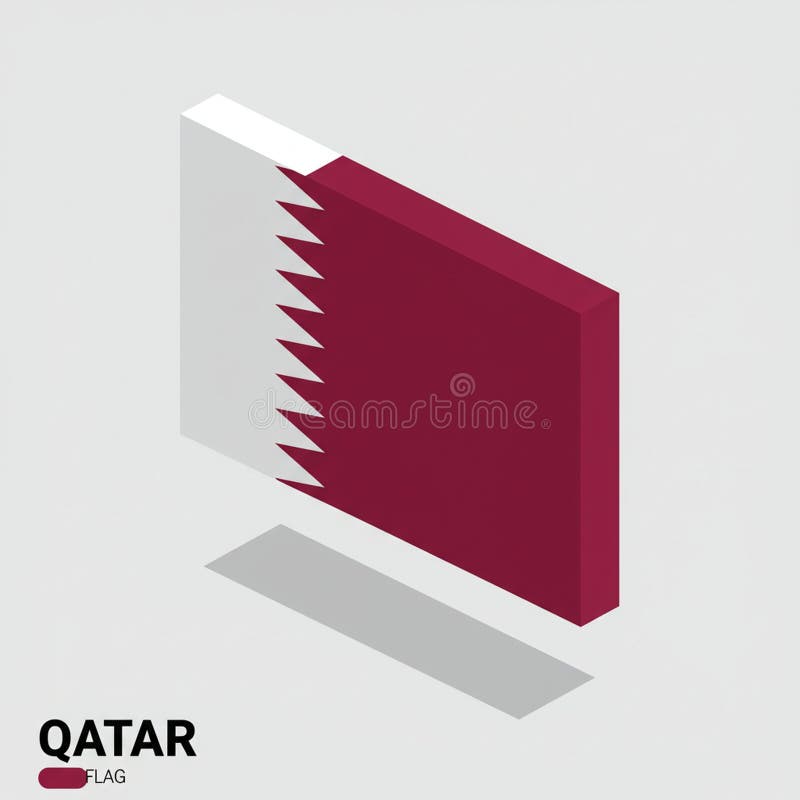 Sometric Representation of the Qatar Flag Featuring Two Vertical ...