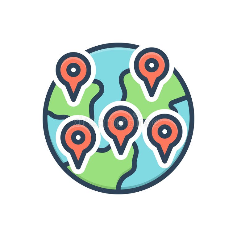 Color Illustration Icon for Somewhere, Someplace and Here Stock Vector ...