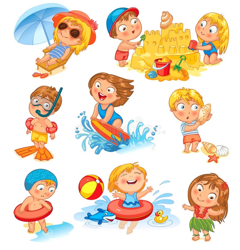 Sommarsemestern Kopplar Av Tecknad Filmvektorillustrationen Vektor ...