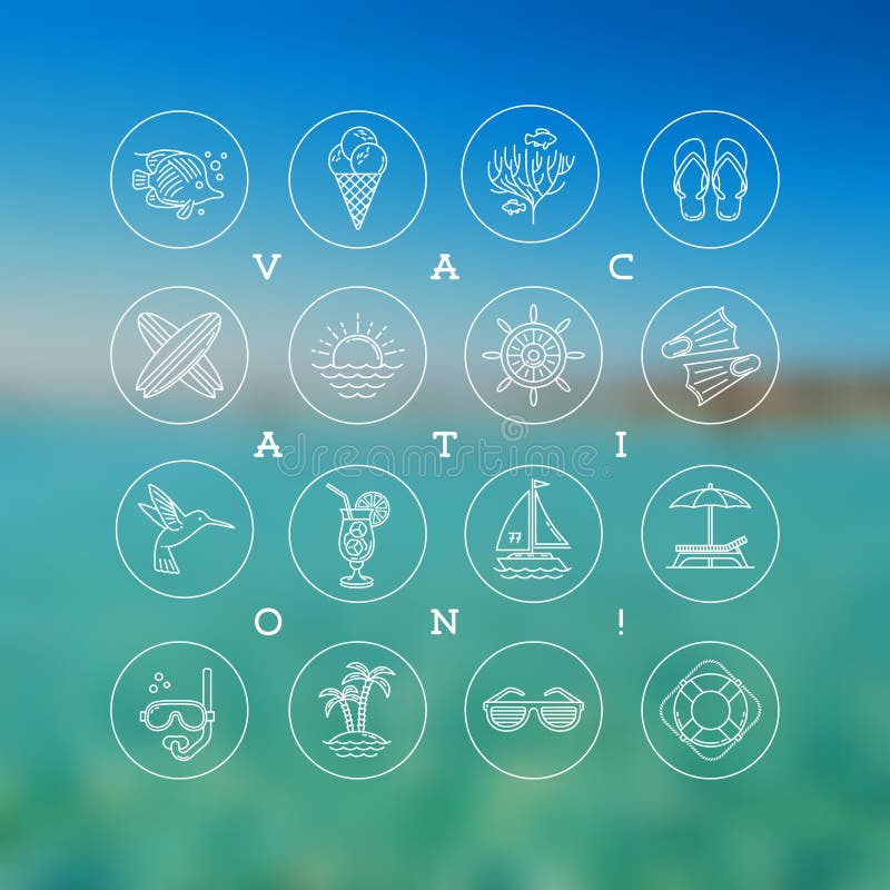 Sommarsemester, Ferier Och Lopptecken Och Symboler Vektor ...