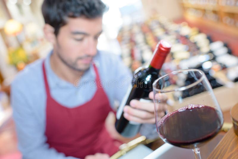 Sommelier Looking through Glass Wine Checking Quality Stock Photo ...