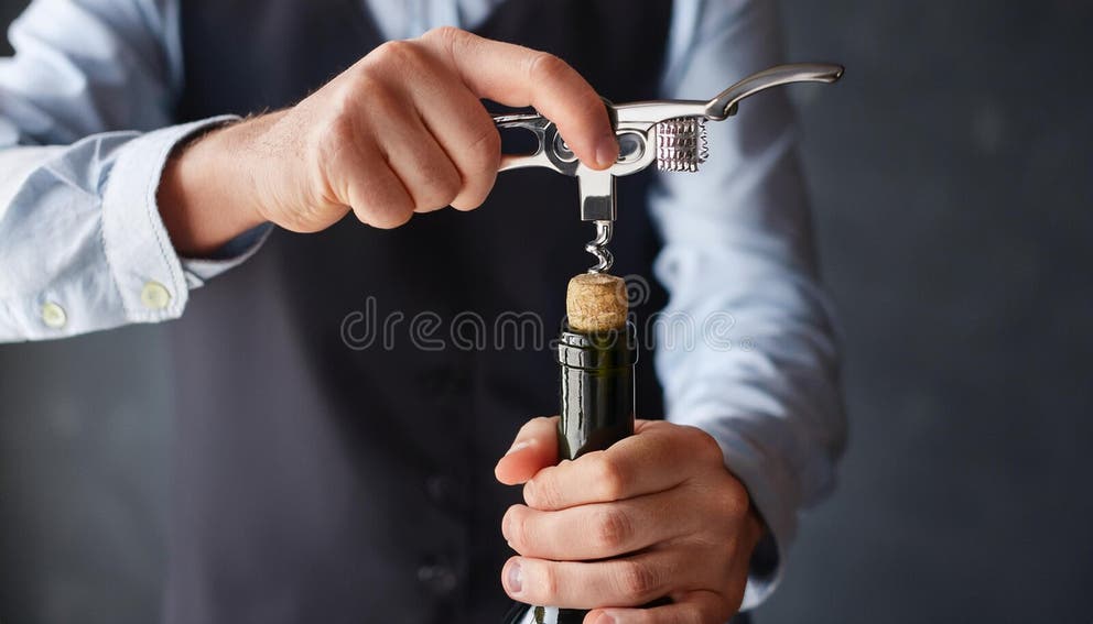 Sommelier Opening Corkscrew. Winery Alcohol Taste Stock Photo - Image of tasting, sommelier ...