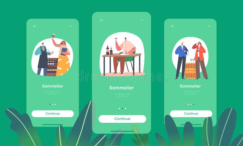 Sommelier or Stewards Wine Degustation Mobile App Page Onboard Screen ...