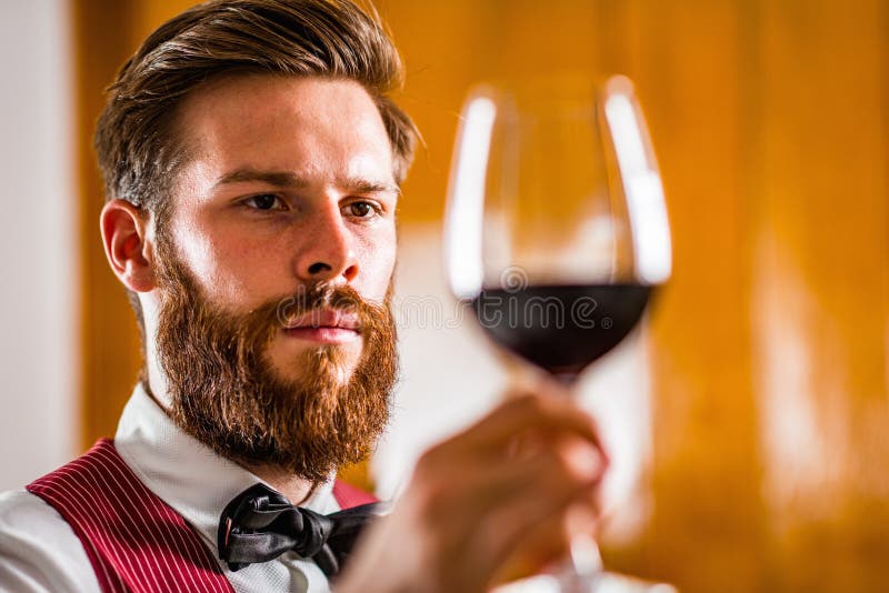 Sommelier tasting wine stock photo. Image of bottle - 296421492
