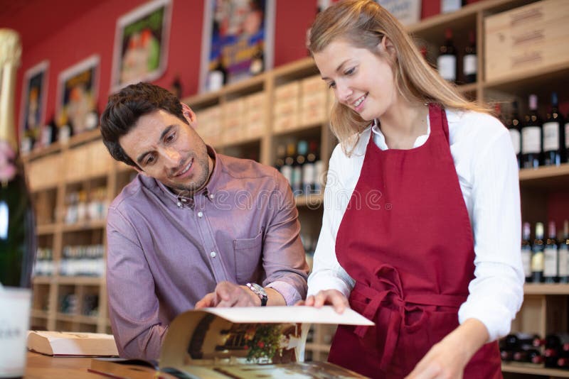 Sommelier in Wine Store Giving Man Recommendation for Wine Stock Image ...