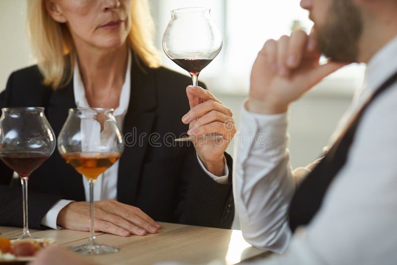 Sommeliers at Wine Tasting Session Closeup Stock Photo - Image of ...